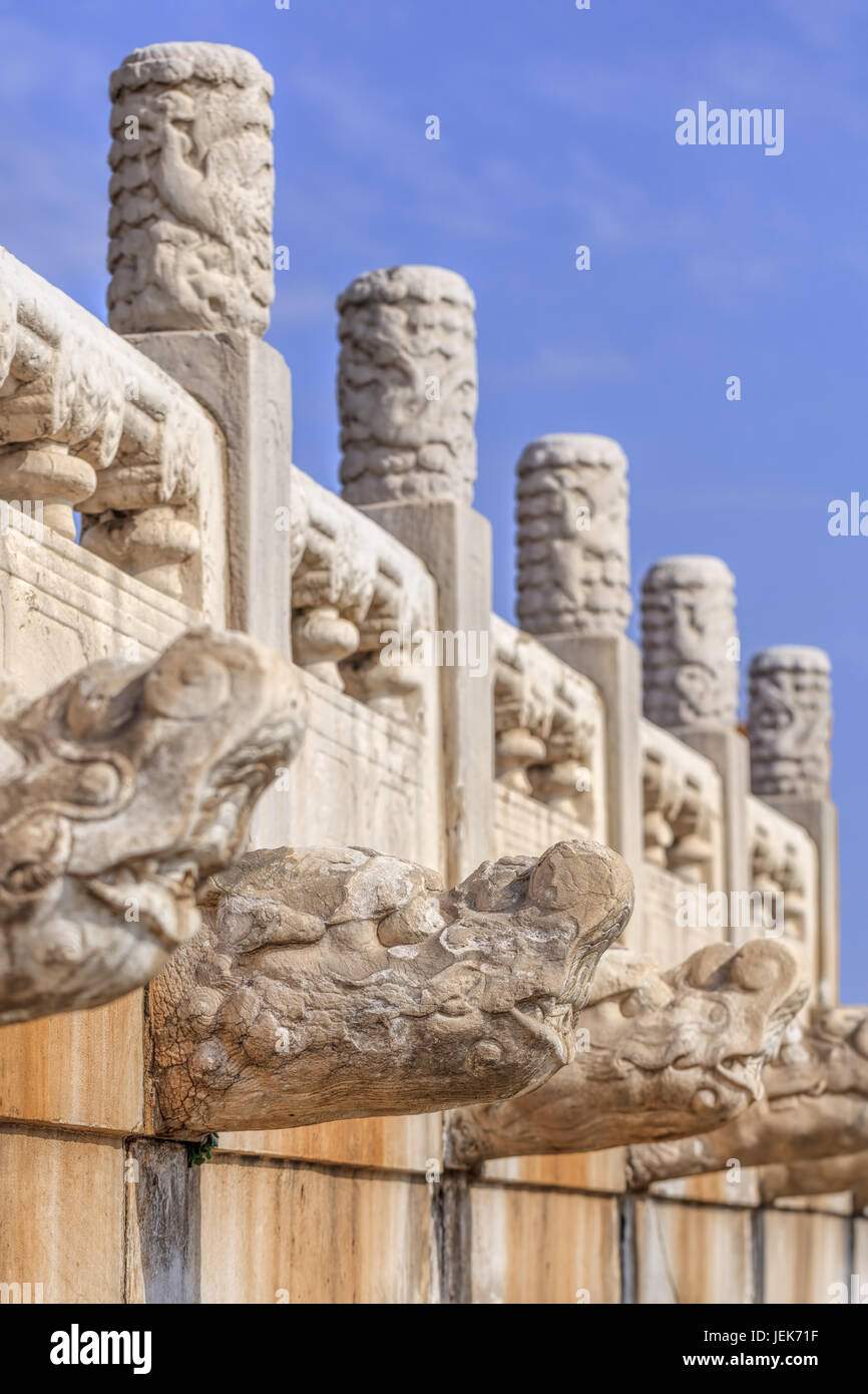 Ornate balustrade at an ancient Chinese building, Beijing, China Stock ...