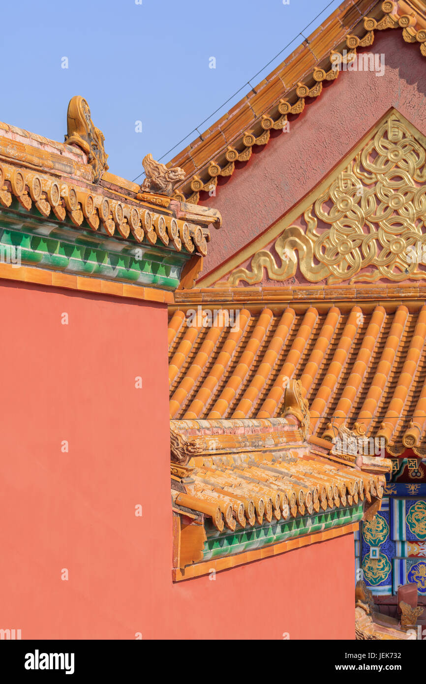 Decoration on a pavilion of an ancient Palace, Beijing, China Stock ...