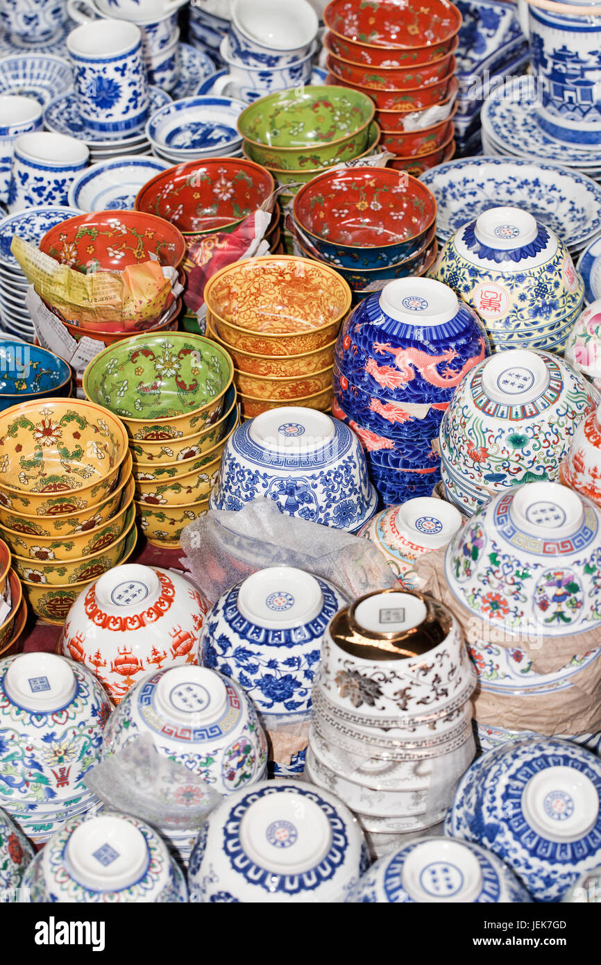 BEIJING-JAN.26. Antique porcelain on a Chinese flea market. China ...