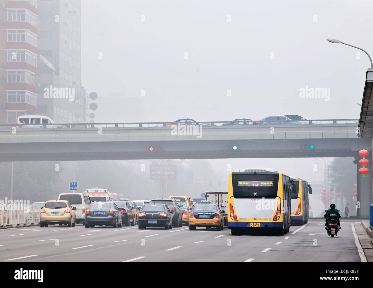 Traffic with dense smog in beijing hi-res stock photography and images ...
