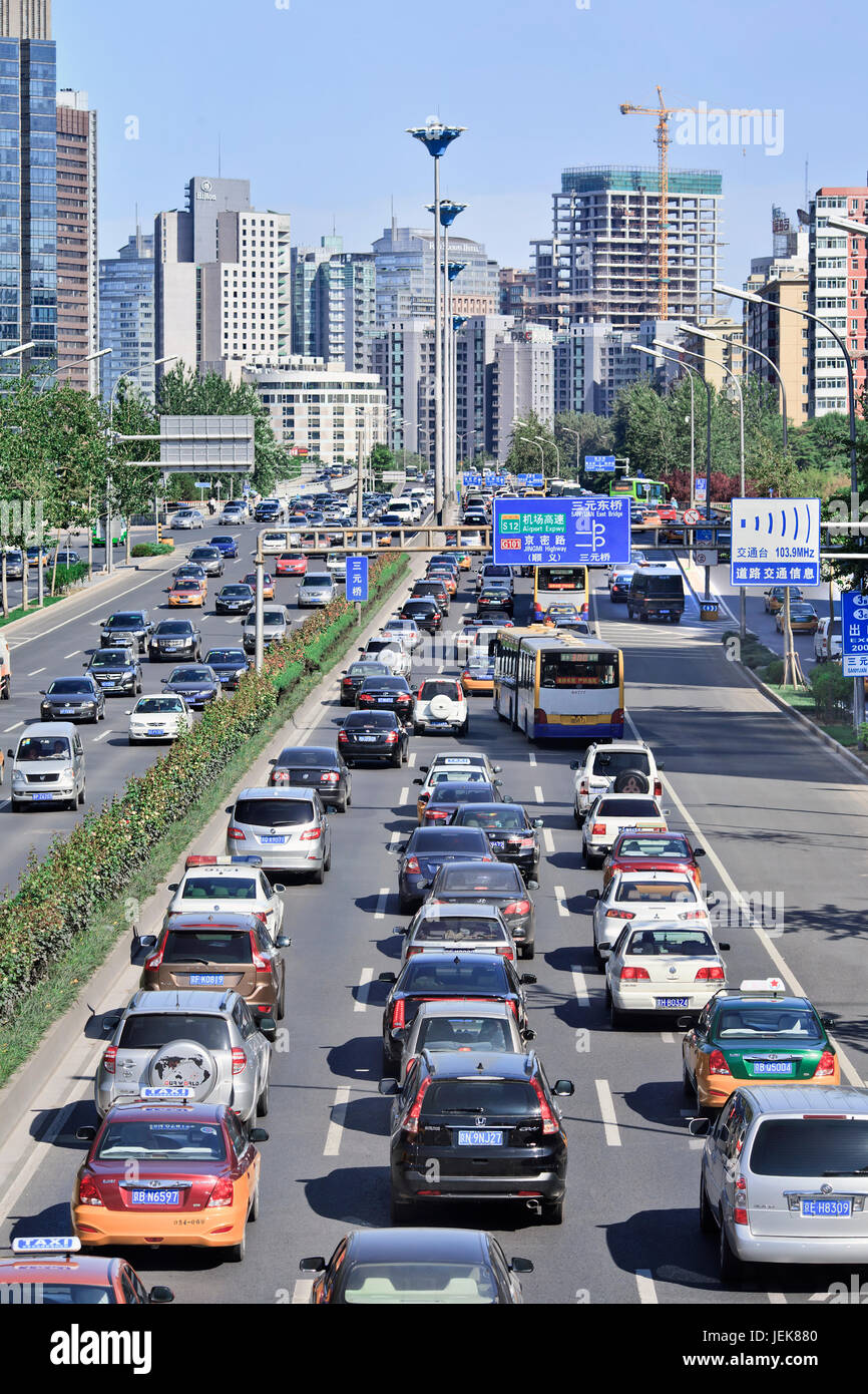 BEIJING-JULY 3. Traffic jam in Beijing Central Business District ...