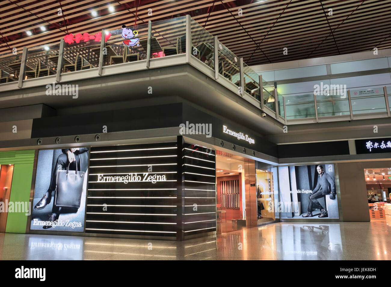 BEIJING-AUG. 11. Ermenegildo Zegna airport shop. Italian luxury fashion ...