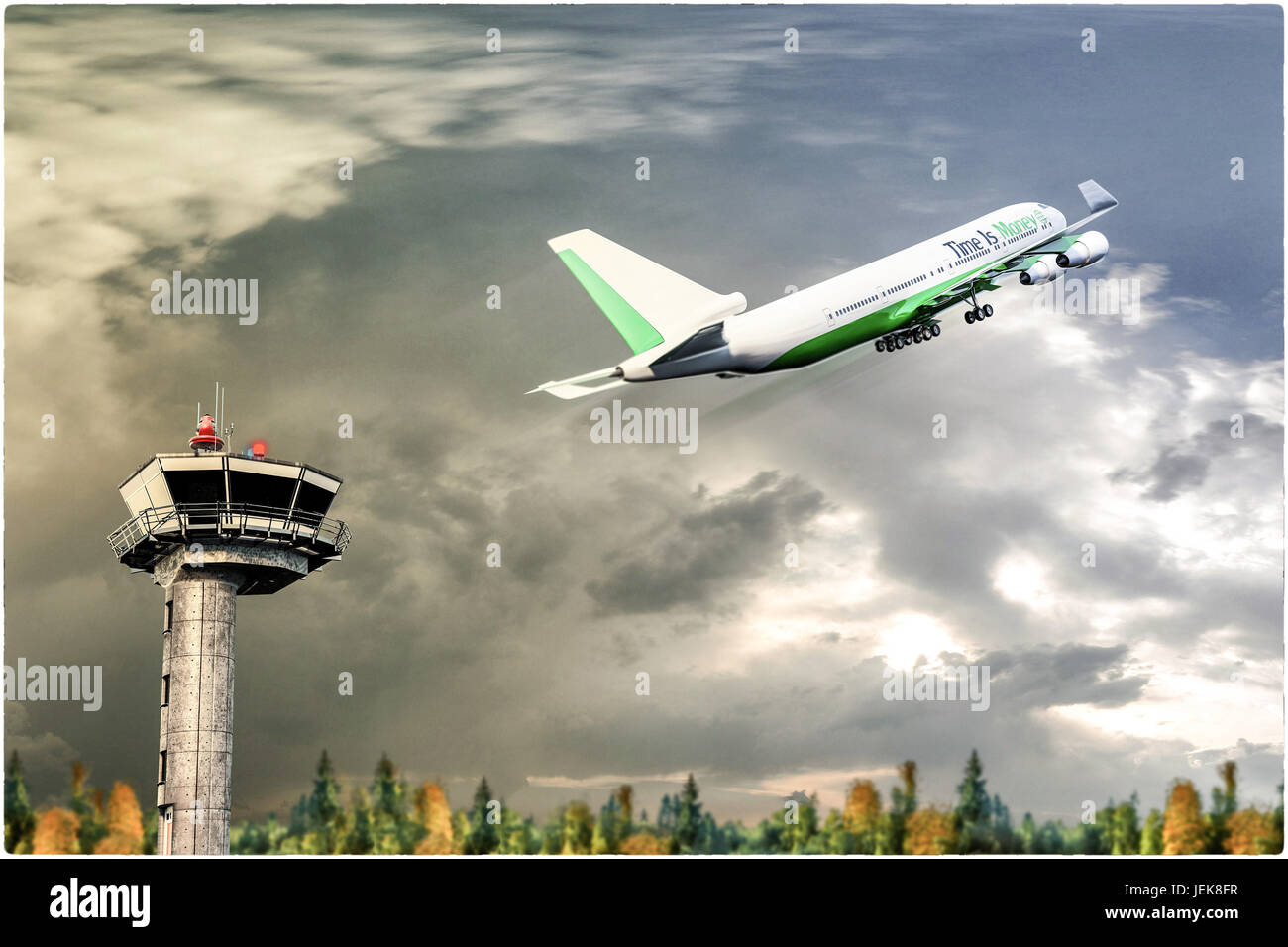 3d illustration of an airplane taking off Stock Photo - Alamy