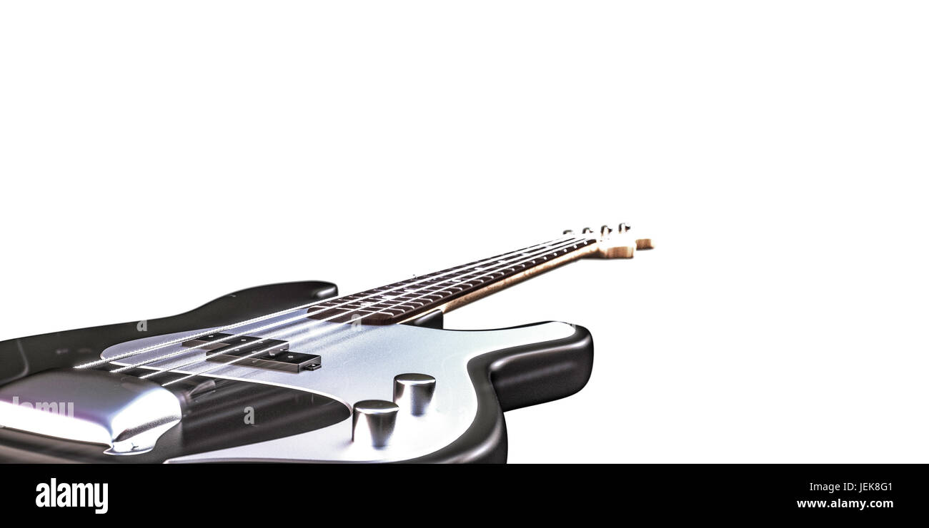3d illustration of a bass guitar isolated on white background Stock ...