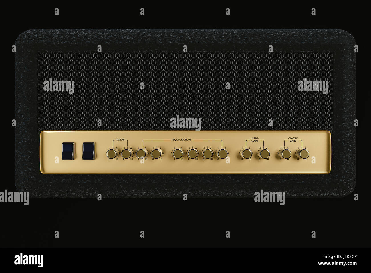 3d illustration of a guitar amplifier isolated on black background ...