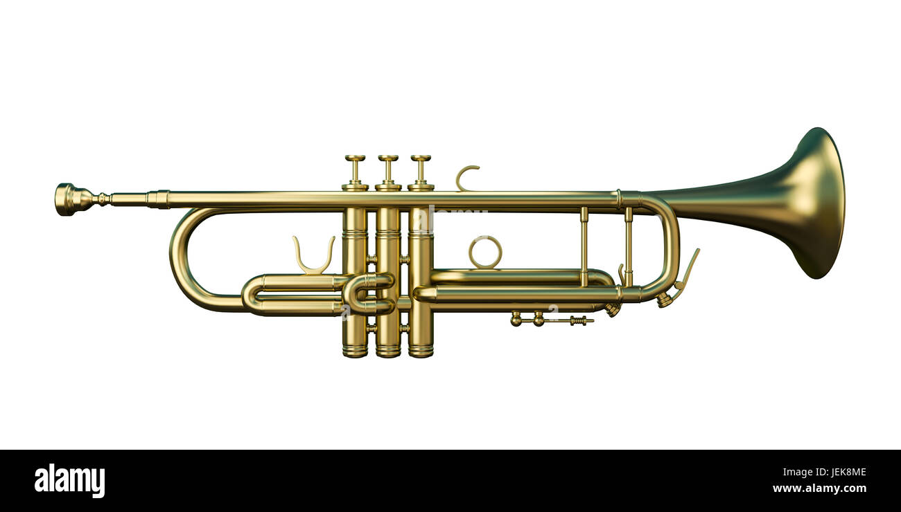 3d illustration of a trumpet isolated on white background Stock Photo ...