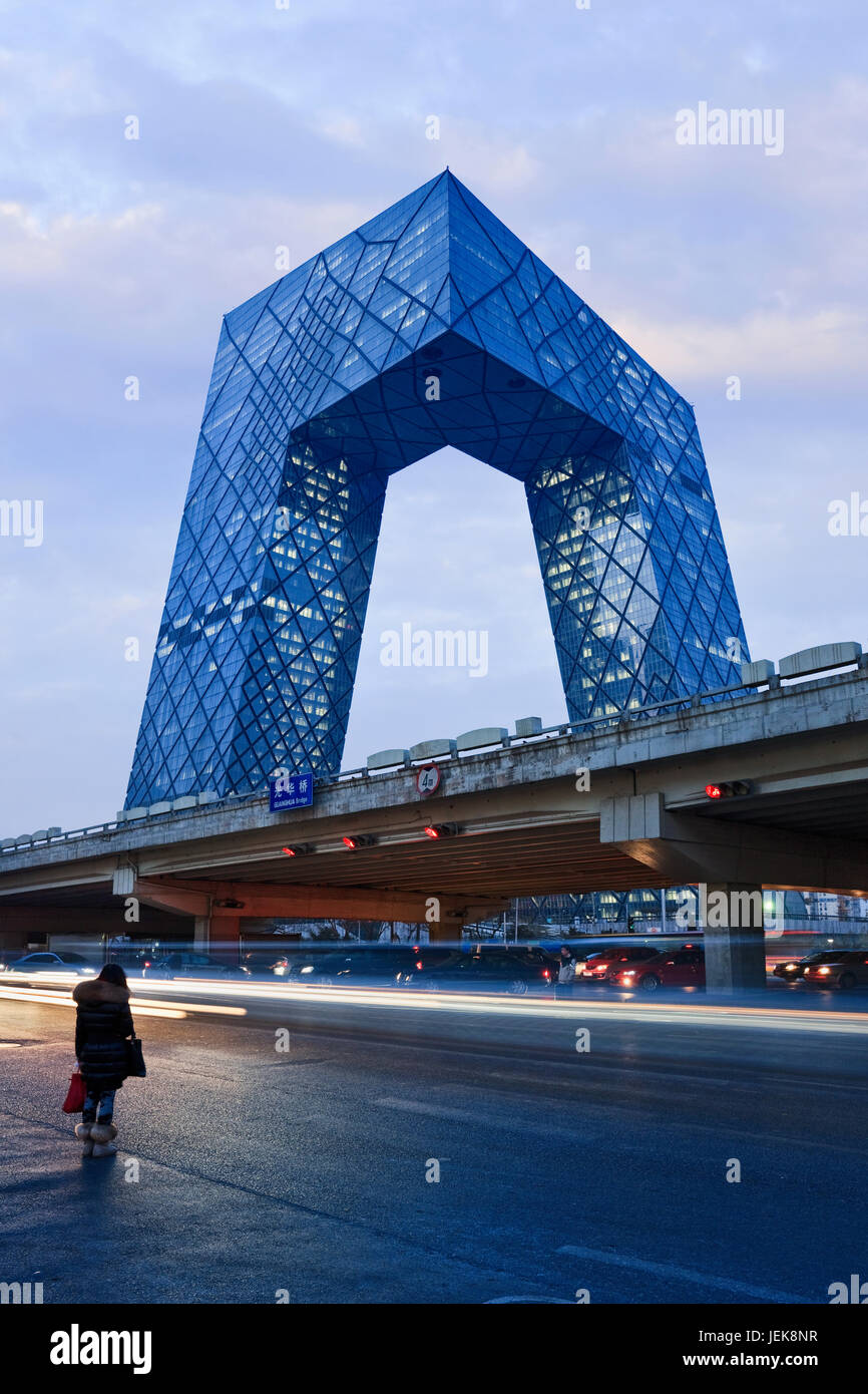 BEIJING – FEB. 03, 2012. CCTV Headquarters with pedestrian on Feb. 03 ...