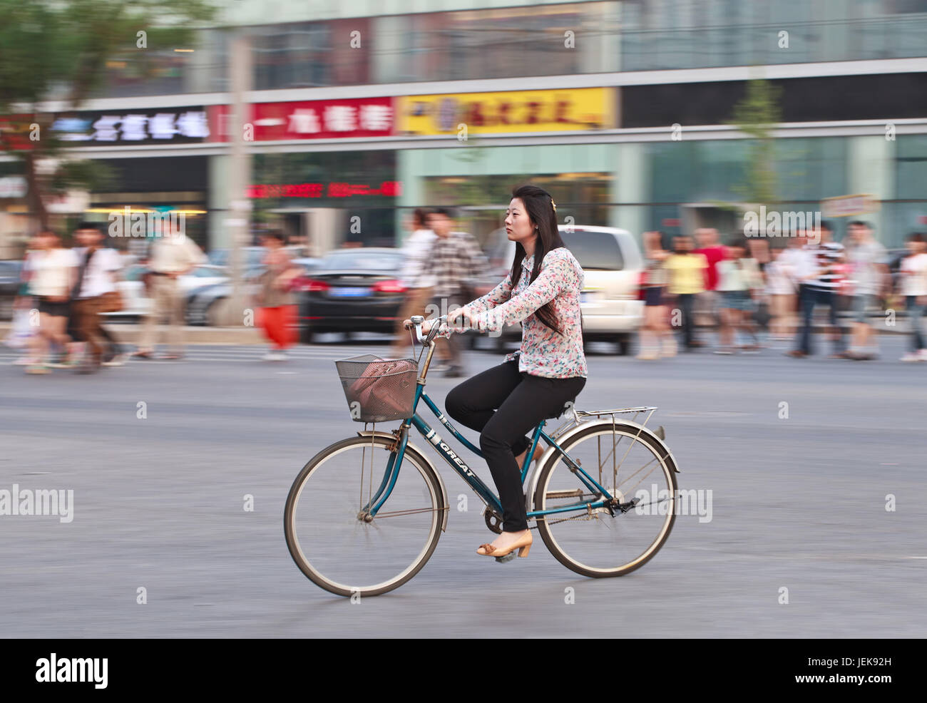 Chinese Girl Riding Bicycle In Stock Photos & Chinese Girl Riding ...