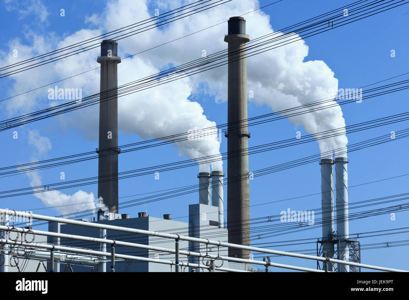 EON power plant in Rotterdam with two coal-fired units of 550 MW ...