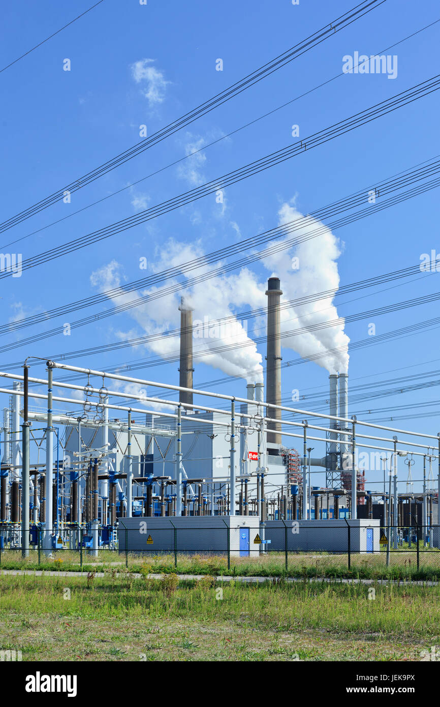 ROTTERDAM-AUG. 10, 2012. E.ON power plant in Rotterdam. Its two coal ...