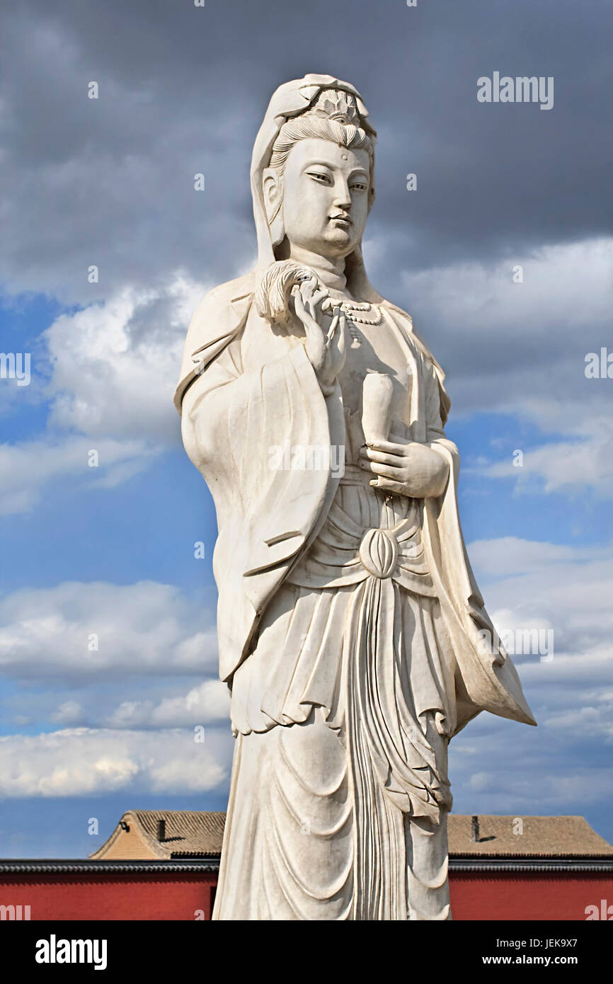 YINGSHAN-CHINA-SEPT. 8. White Sculpture of Guanying Pusa which is the ...