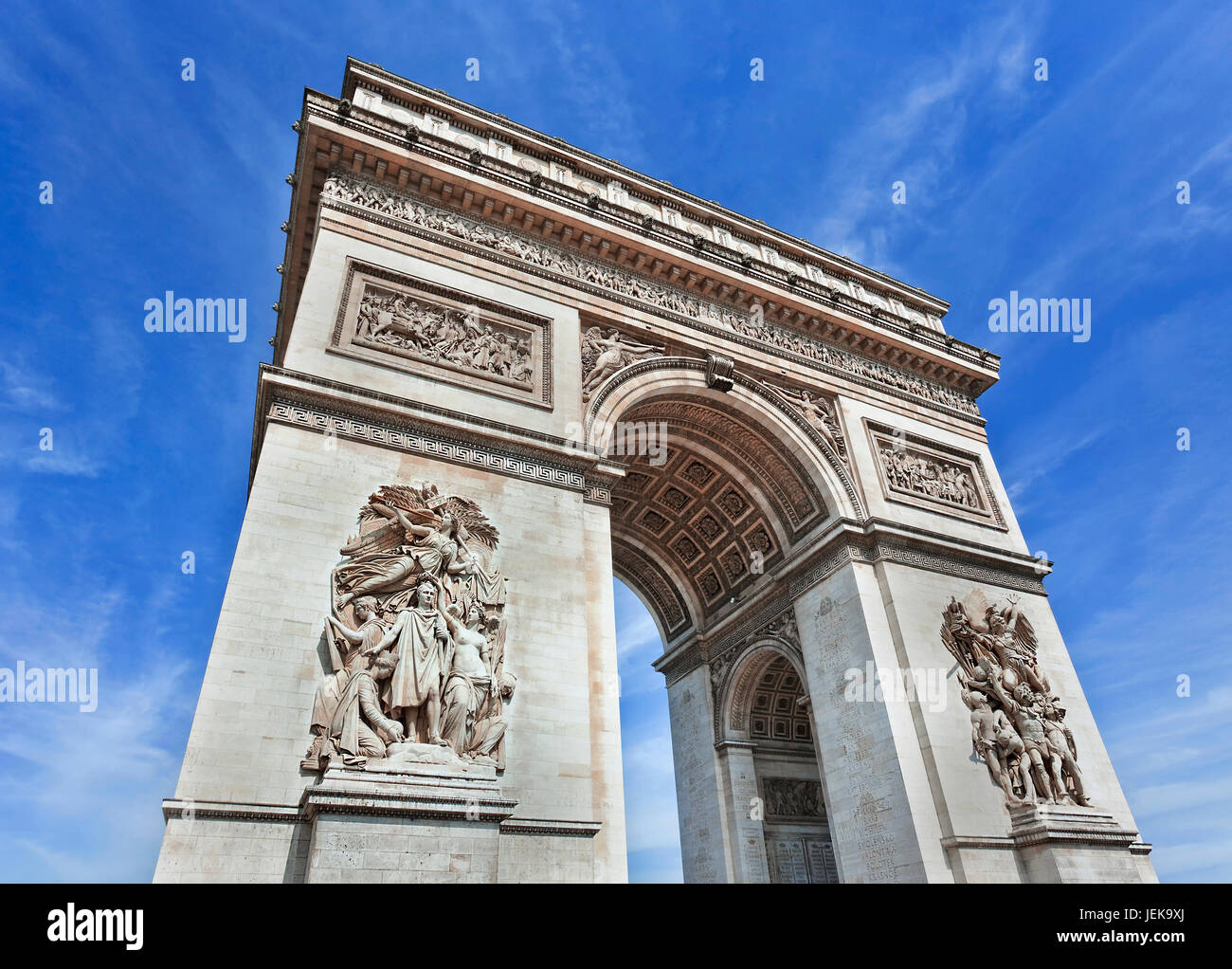 Sculptures carved on the wall of the Arce de Triomphe, Paris Stock ...
