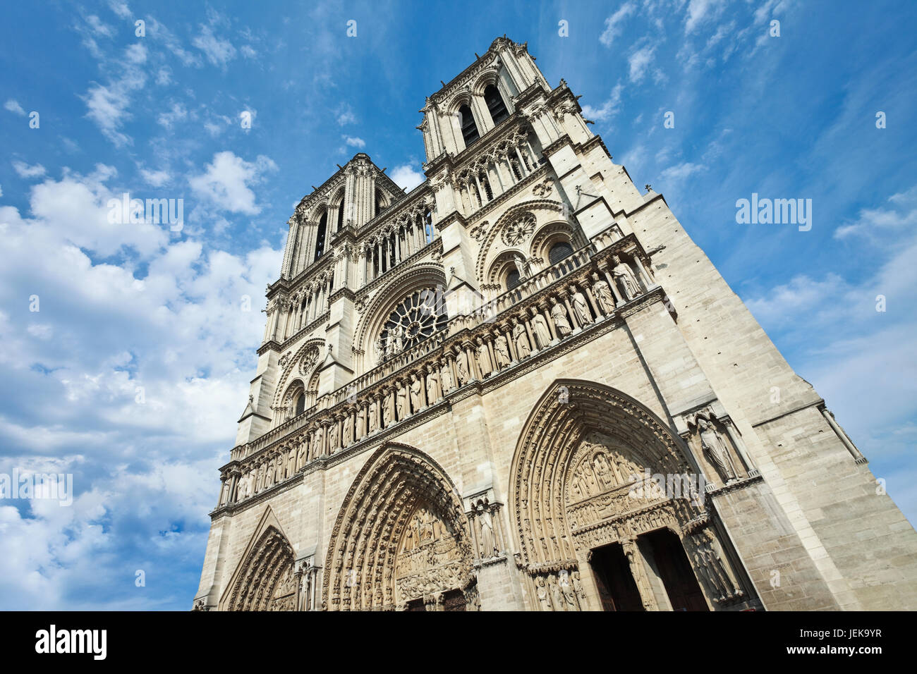 The gothic architectural style Notre Dame cathedral in Paris Stock ...
