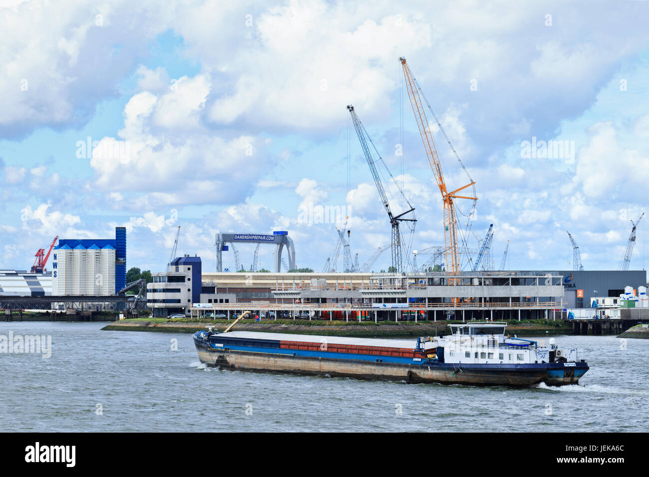 ROTTERDAM-AUG. 7, 2012. Cargo ship Rainbow in Port of Rotterdam. The ...