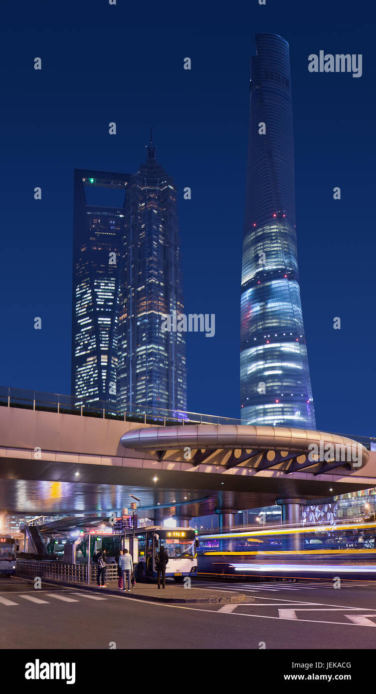 SHANGHAI-DEC. 2, 2014. Bus station at Lujiazui, a national-level ...