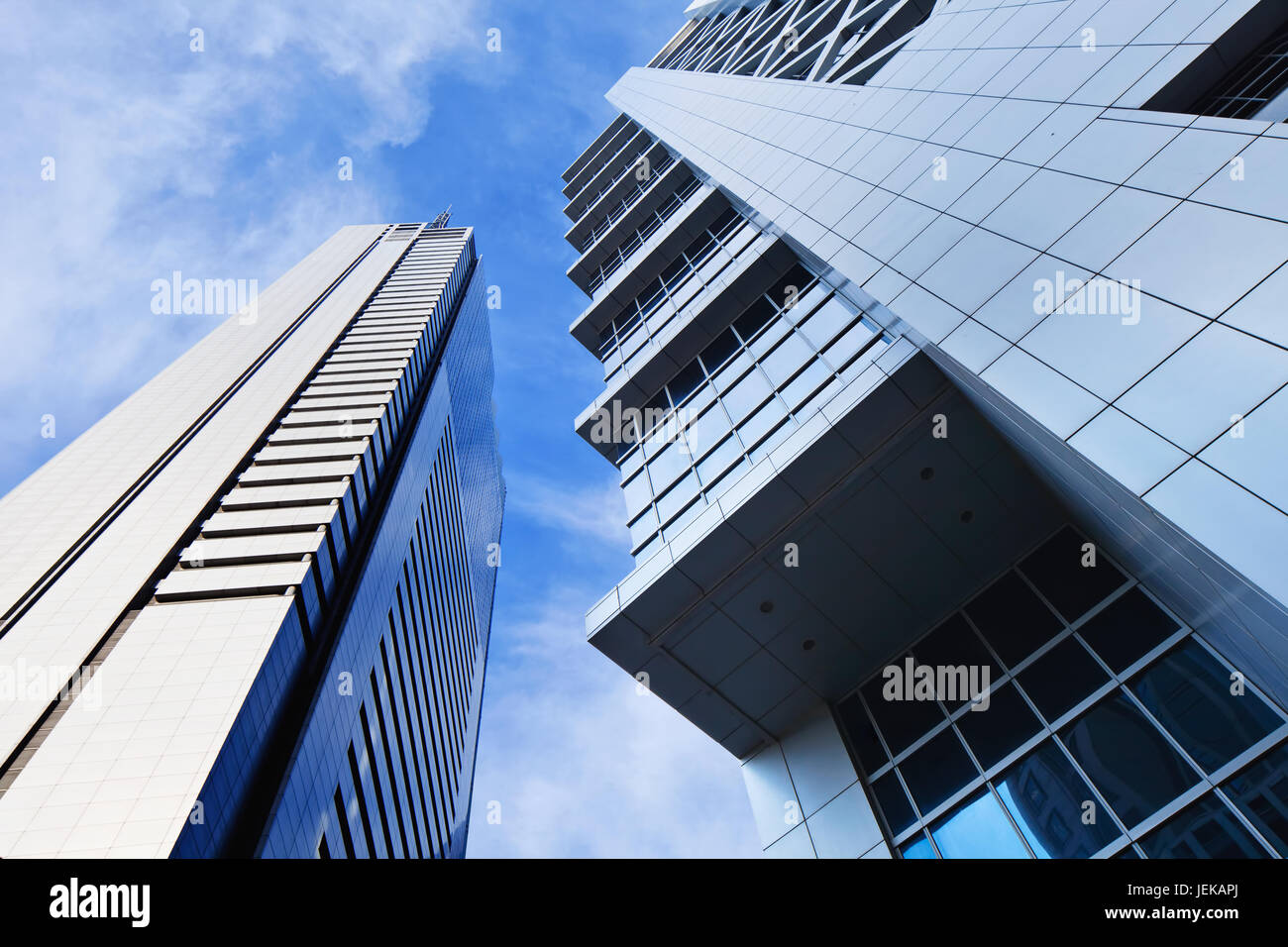 Sharp lines from modern architecture against a blue sky Stock Photo - Alamy