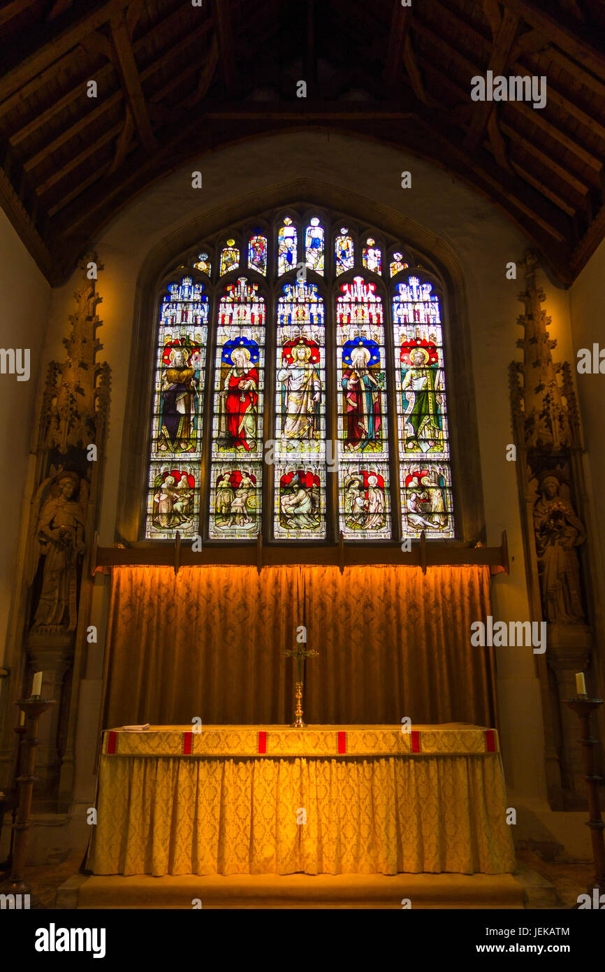 Alter and East window St John the Baptist Church Burford Oxfordshire UK ...