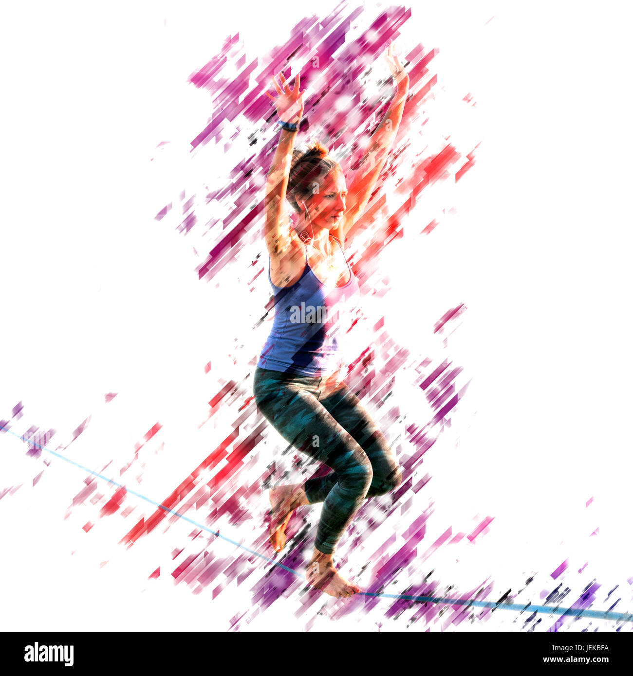 Walking a balance beam or slack line hi-res stock photography and ...