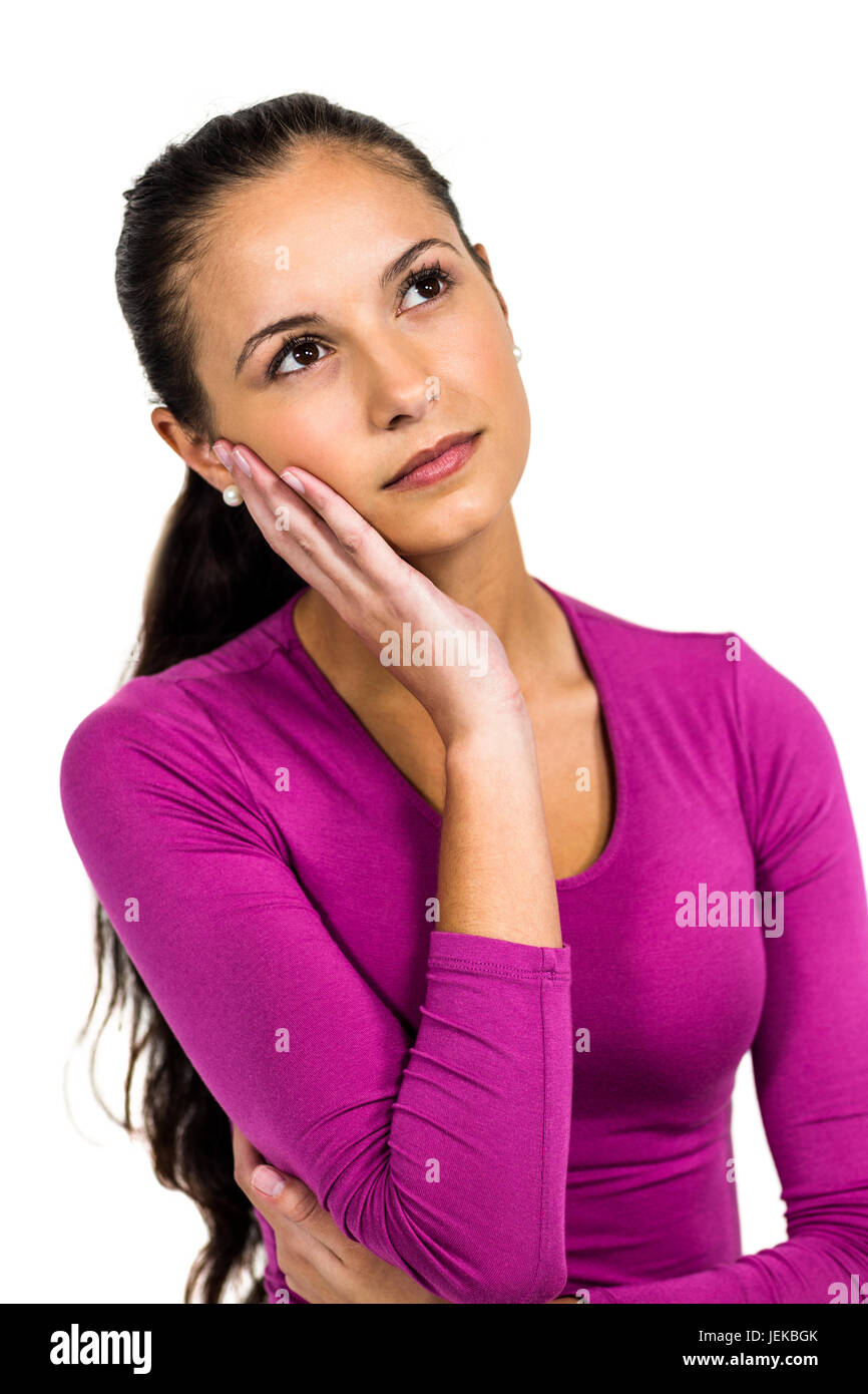 Woman with her hand on her cheek hi-res stock photography and images ...