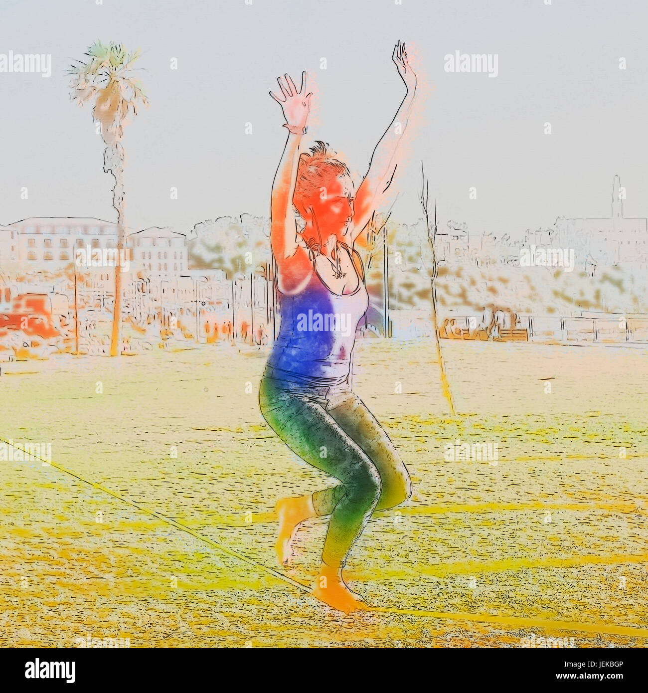 Slacklining hi-res stock photography and images - Alamy