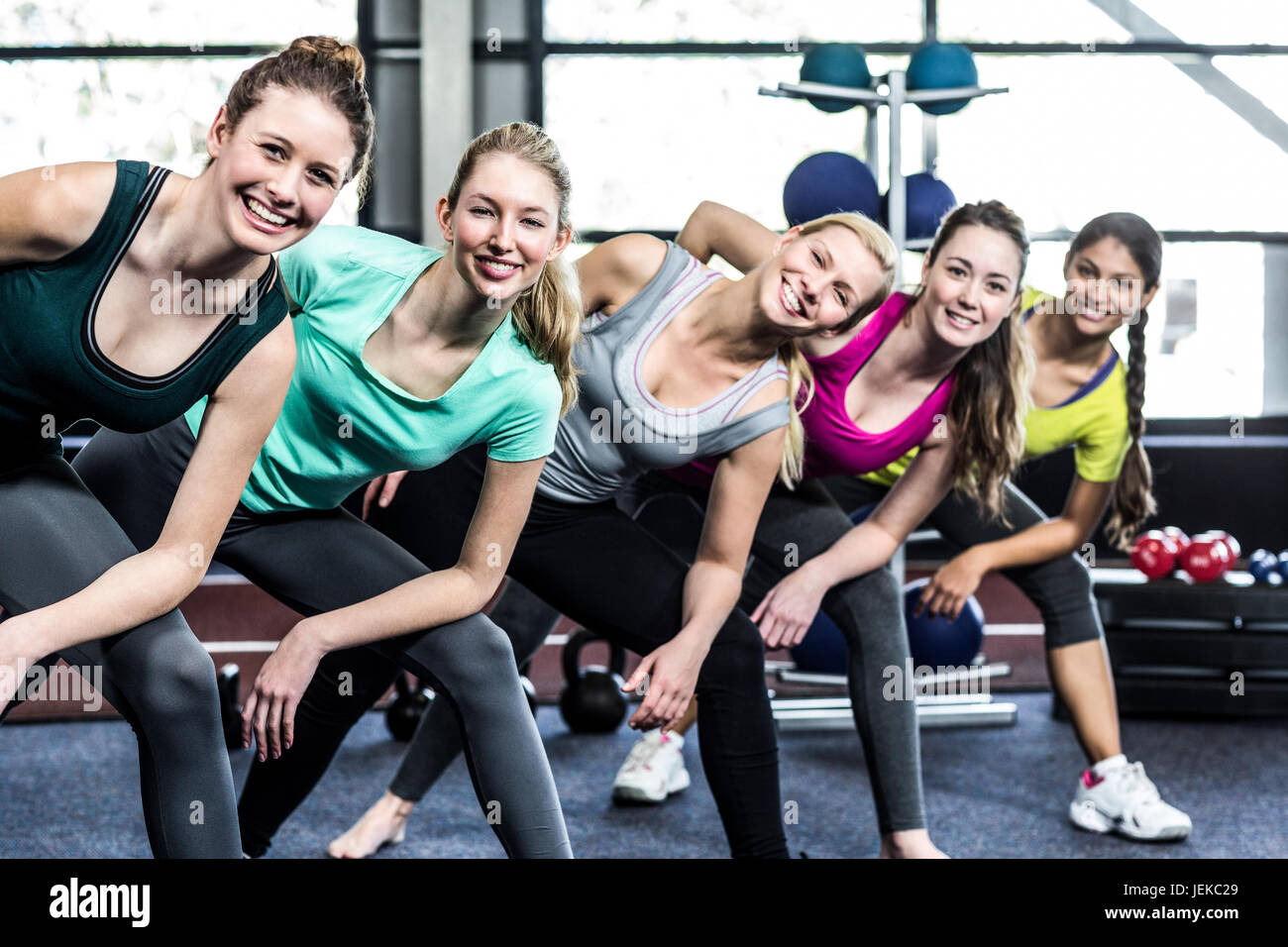 Fitness class doing exercises Stock Photo - Alamy