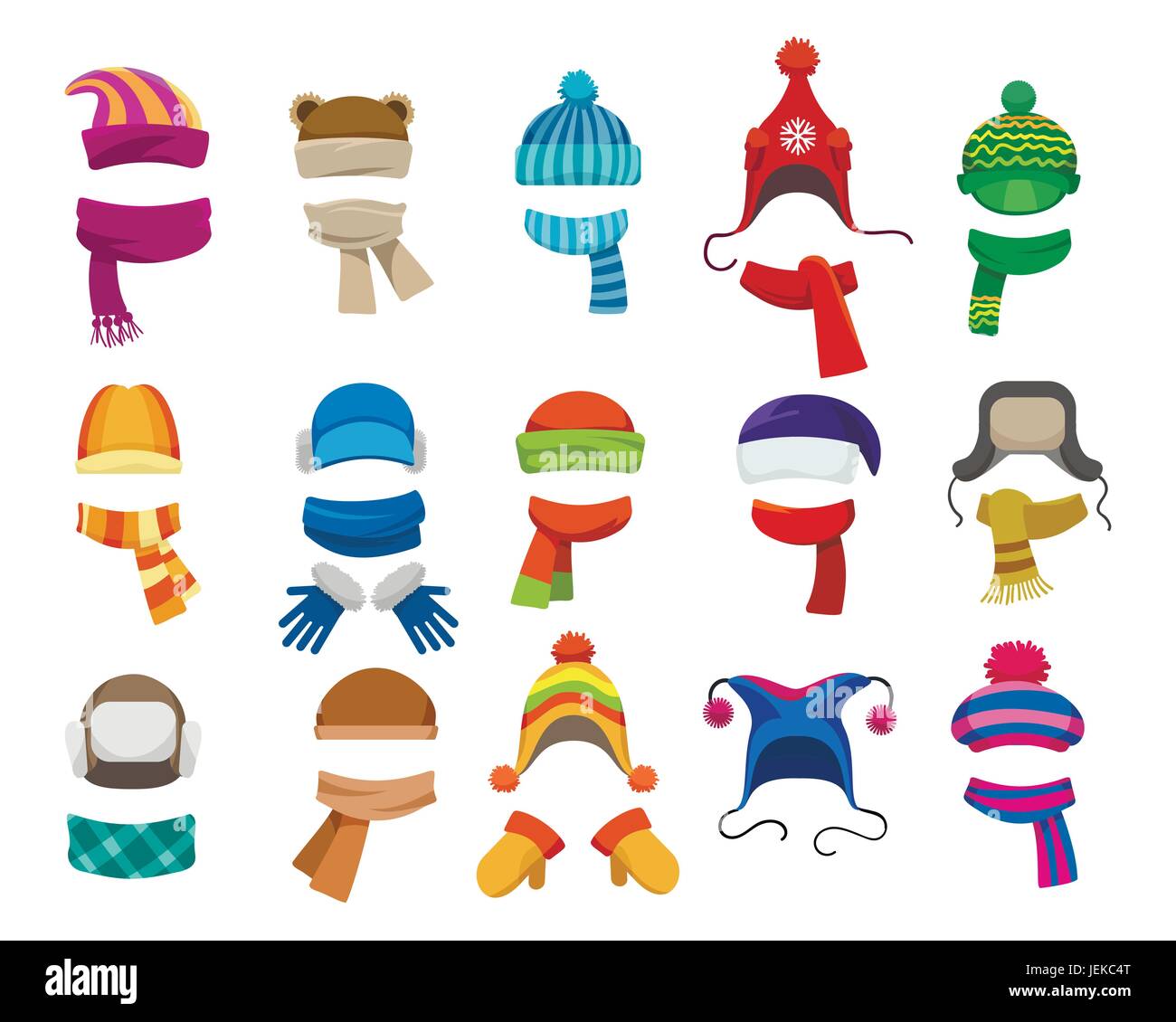 Winter clothes hats gloves Stock Vector Images - Alamy