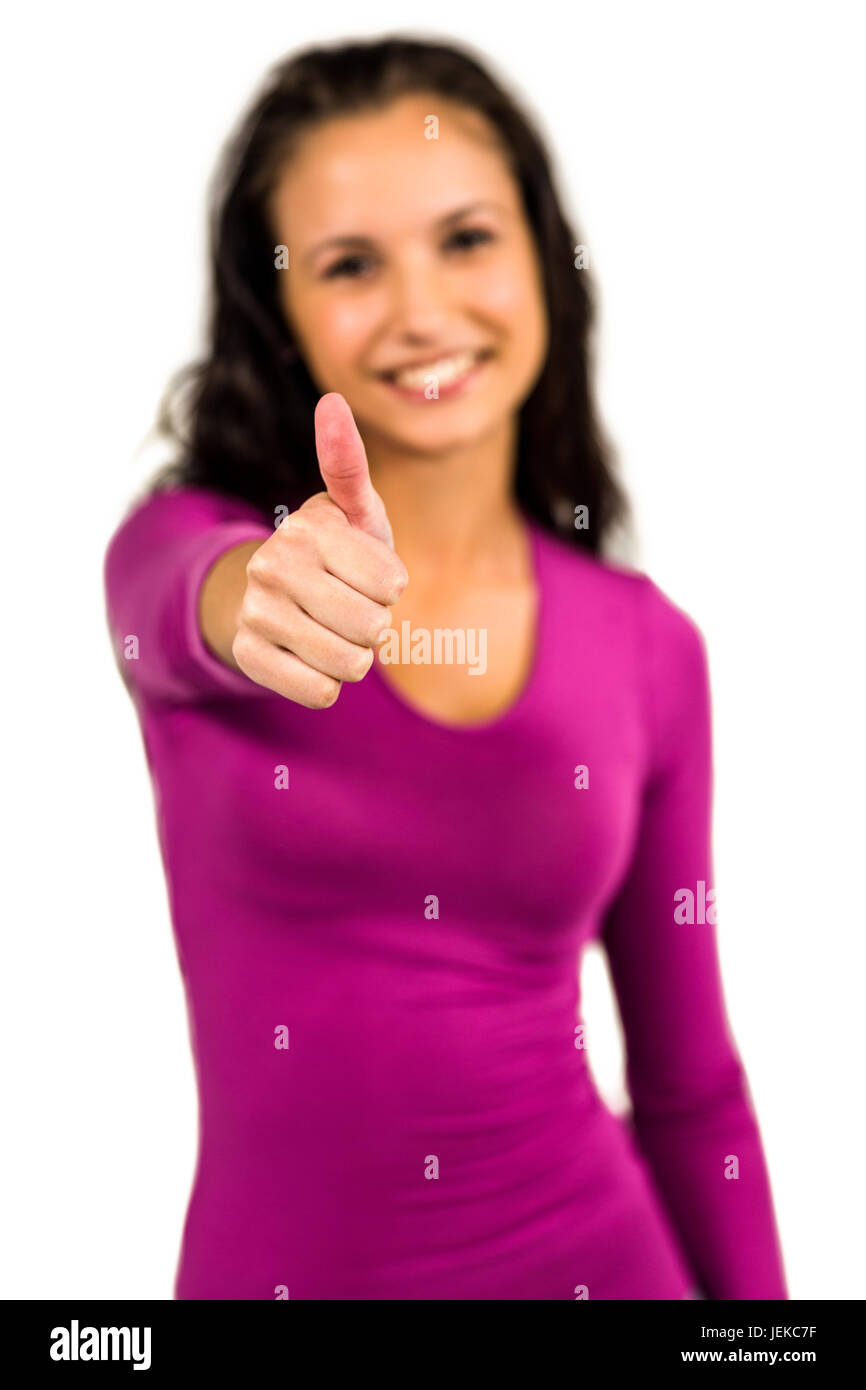 Smart woman showing thumb hi-res stock photography and images - Alamy