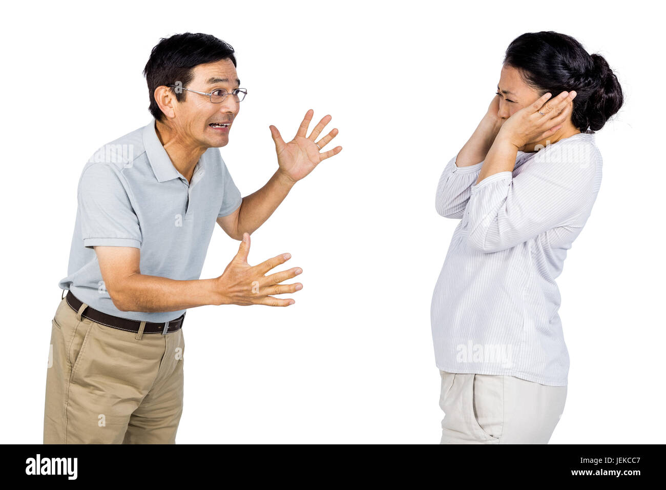 Older asian couple having an argument Stock Photo - Alamy