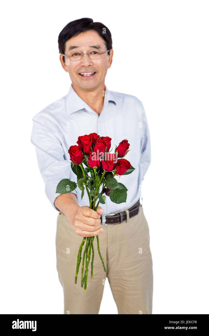 Man bouquet red roses Cut Out Stock Images & Pictures - Alamy