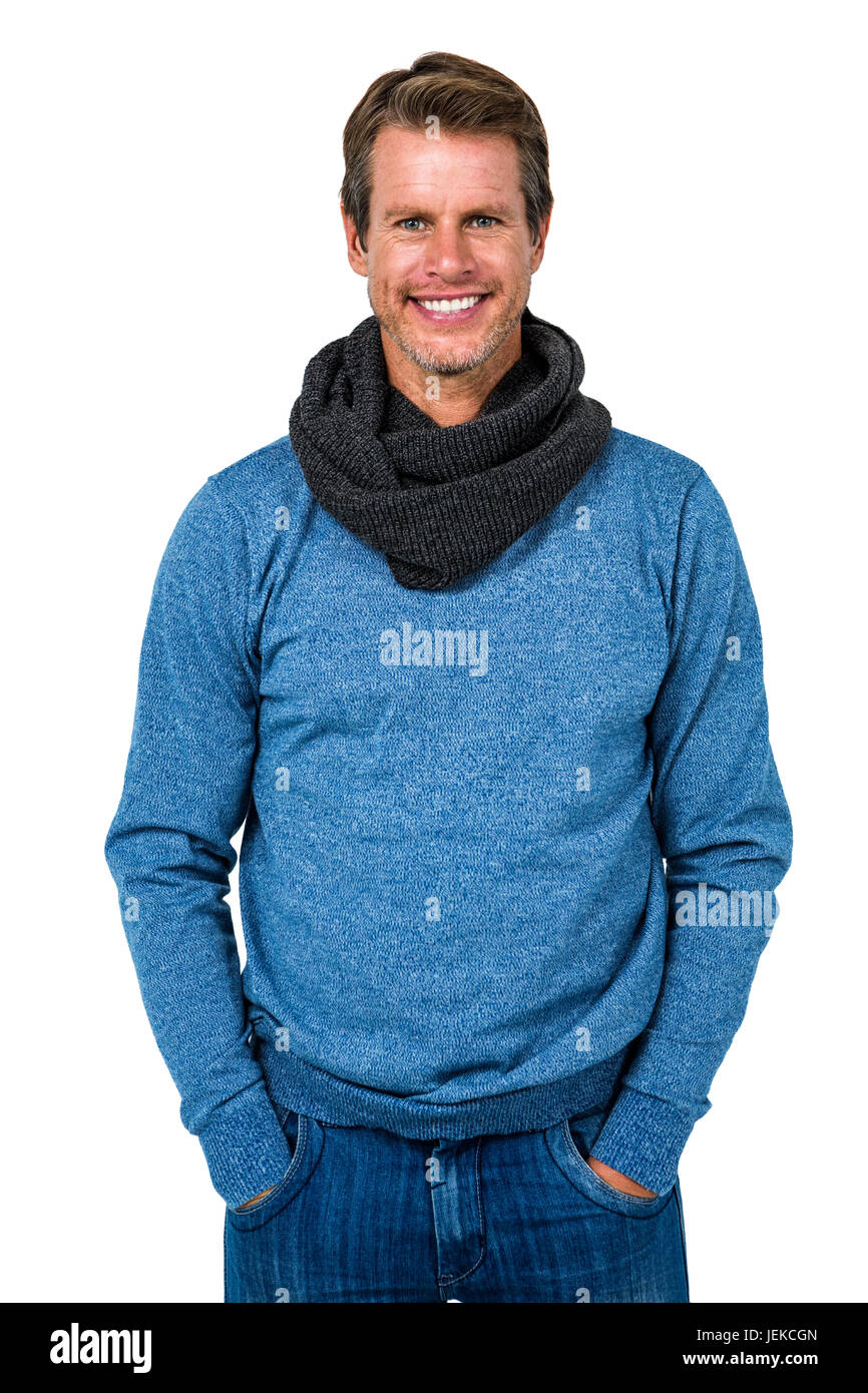 Stylish man standing against white background Stock Photo - Alamy