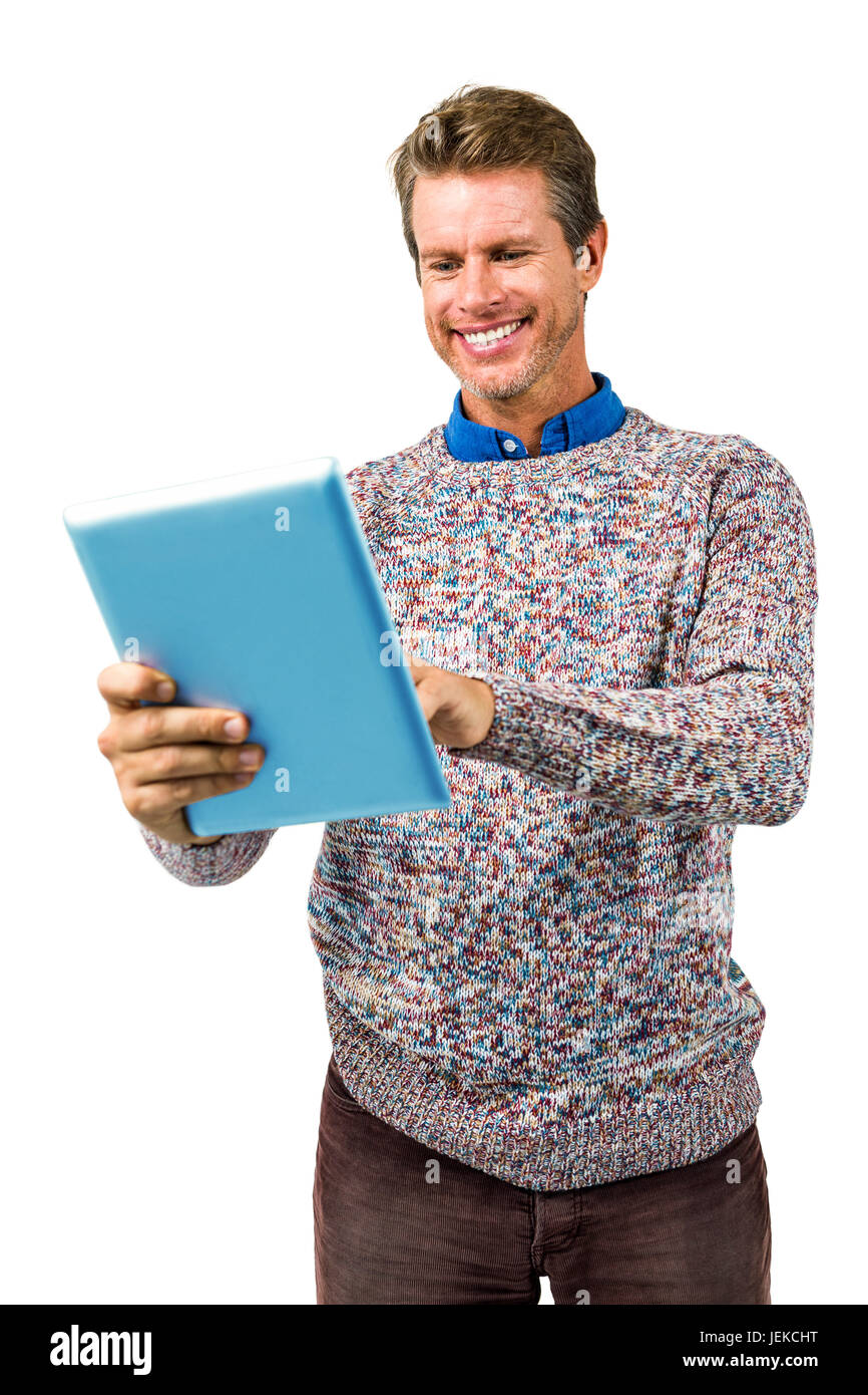 Focused man smiling reading hi-res stock photography and images - Alamy