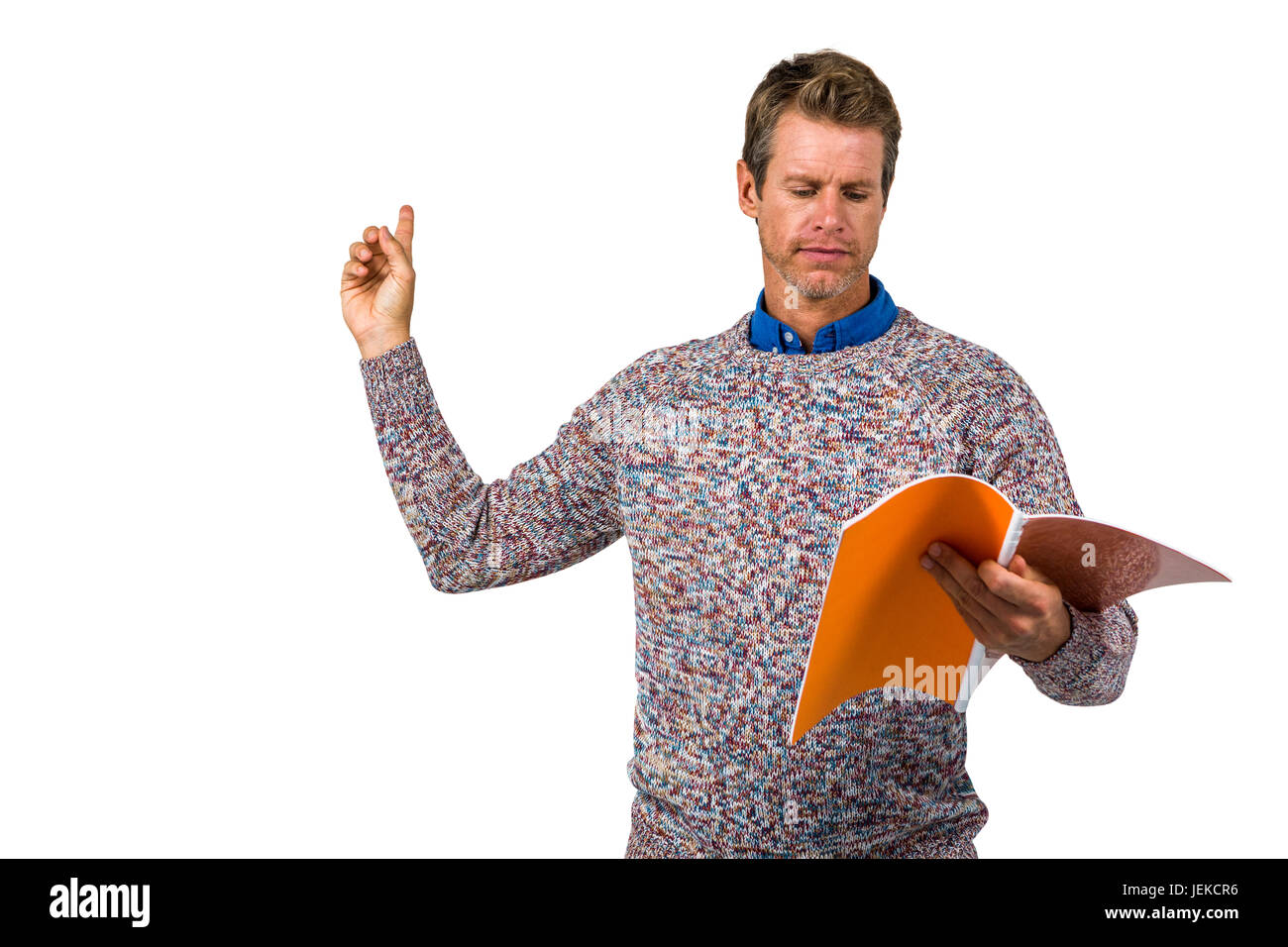 Man pointing open book hi-res stock photography and images - Alamy