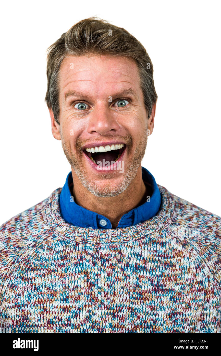 Close-up portrait of shocked man Stock Photo - Alamy