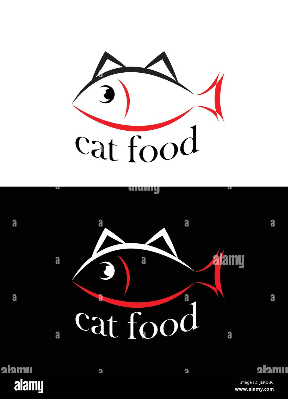 set of sing or symbol of cat food as cat and fish. isolated. vector ...