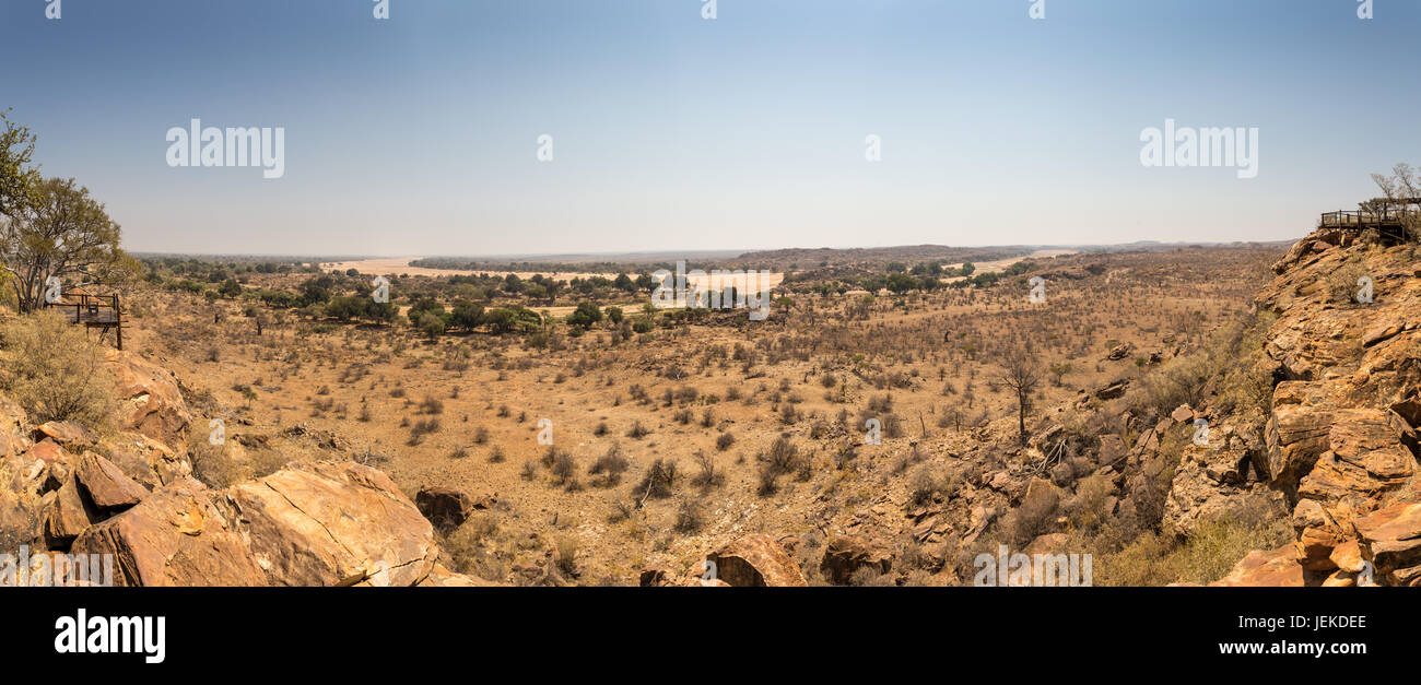 Panorama of Desert Landscape with Dry River Bed in Mapungubwe National ...