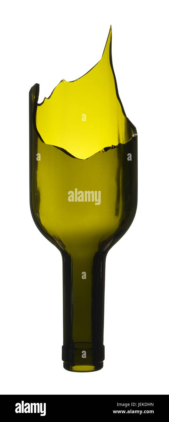 Broken bottle green isolated on white background Stock Photo - Alamy