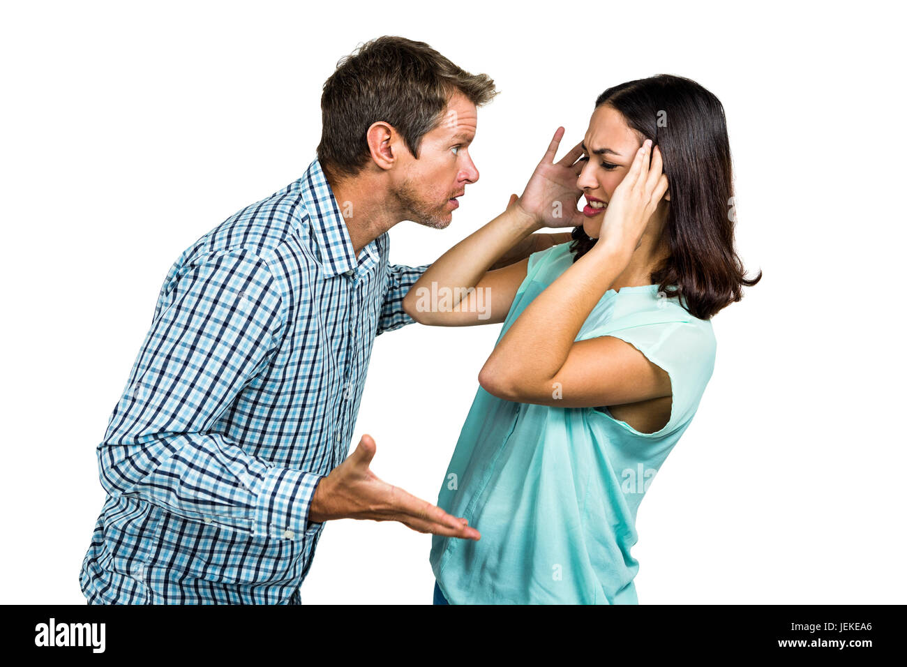 Frustrated couple arguing with each other Stock Photo - Alamy