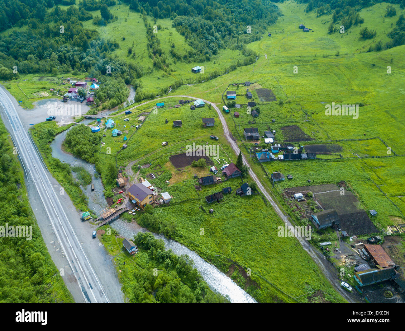 Aerial view of the Russian countryside in summer Stock Photo - Alamy