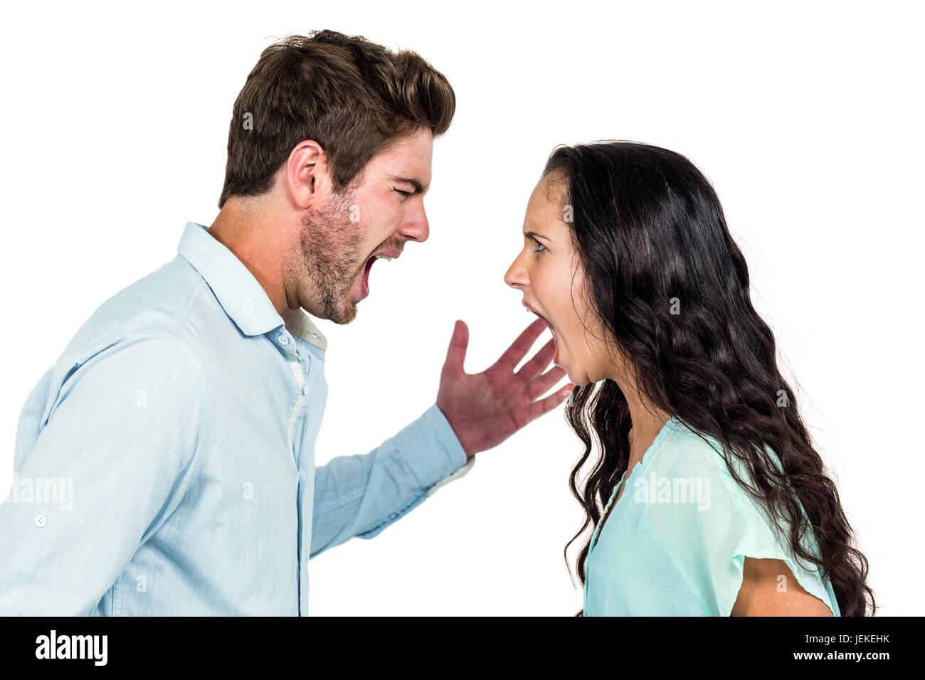 Couple screaming having argument Stock Photo - Alamy