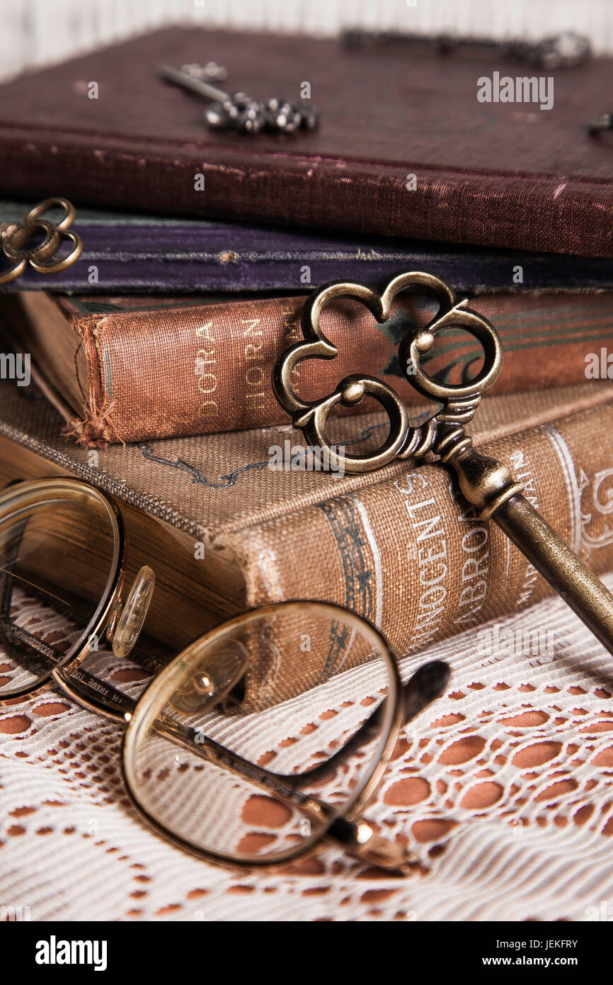 Books and Keys Stock Photo - Alamy