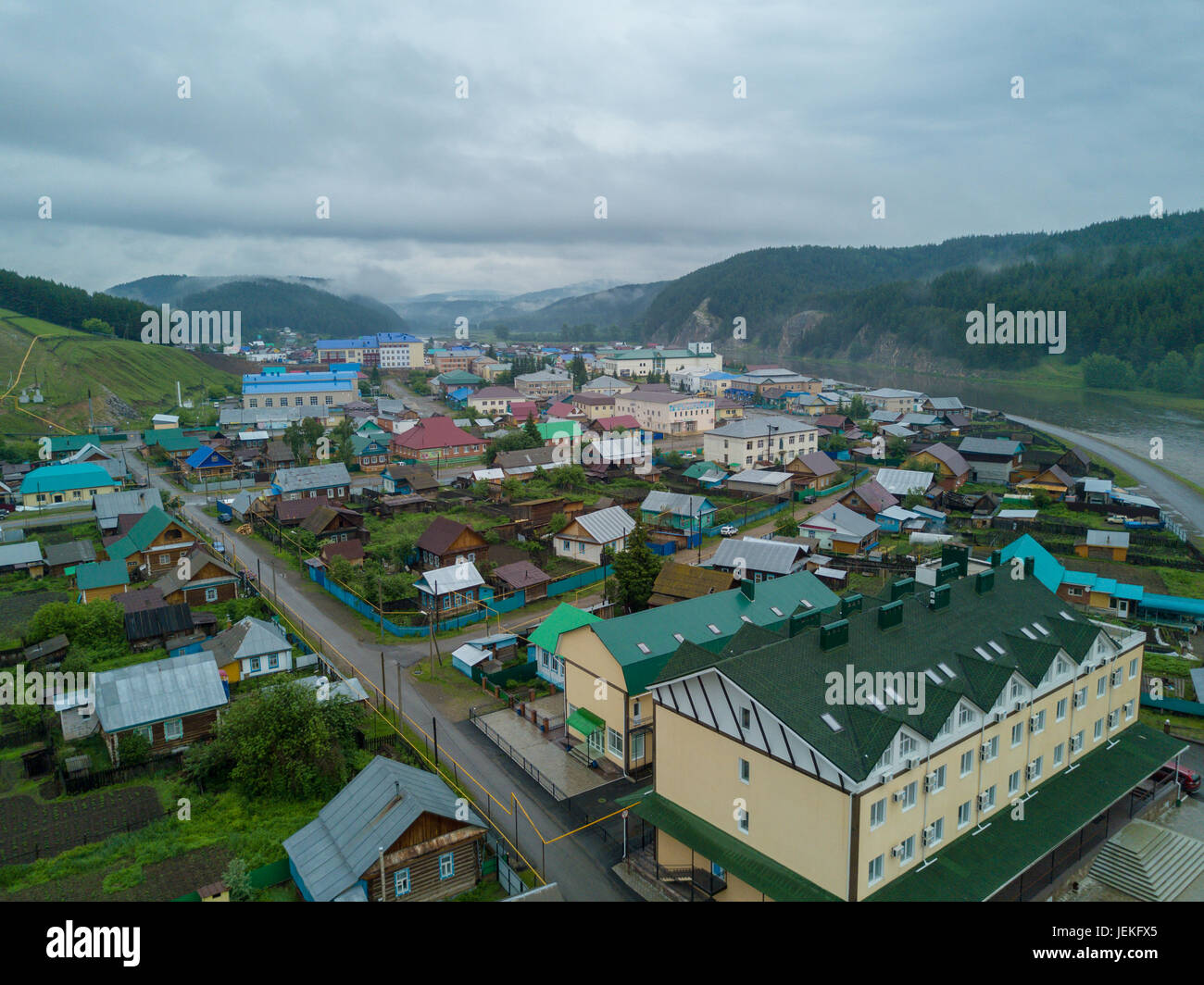 Aerial view of the Russian countryside in summer Stock Photo - Alamy