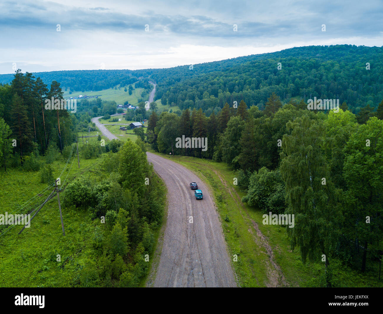 Aerial view of the Russian countryside in summer Stock Photo - Alamy