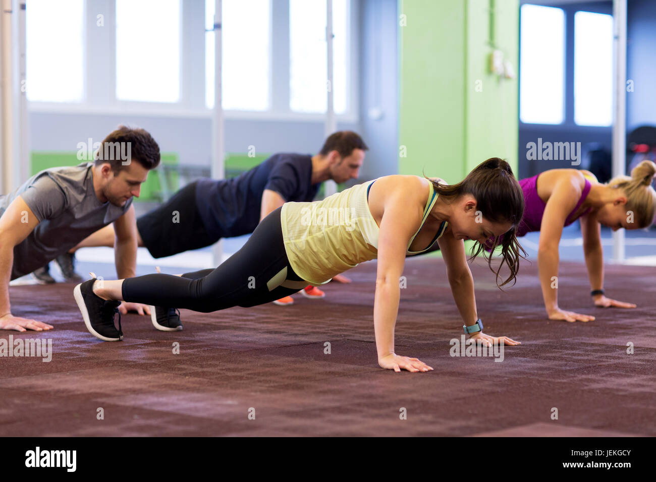 group of people exercising in gym Stock Photo - Alamy