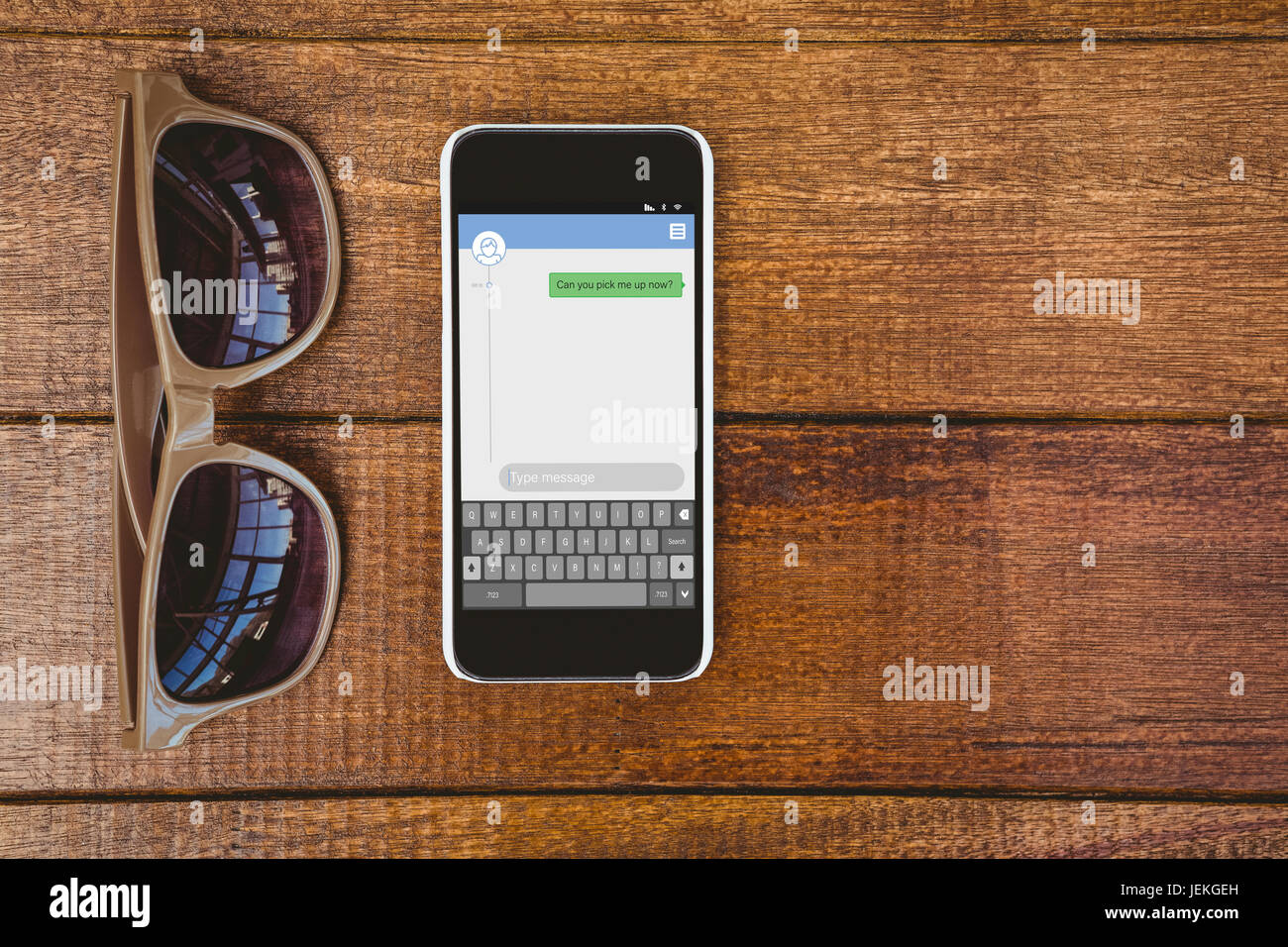 Composite image of smartphone text messaging Stock Photo - Alamy