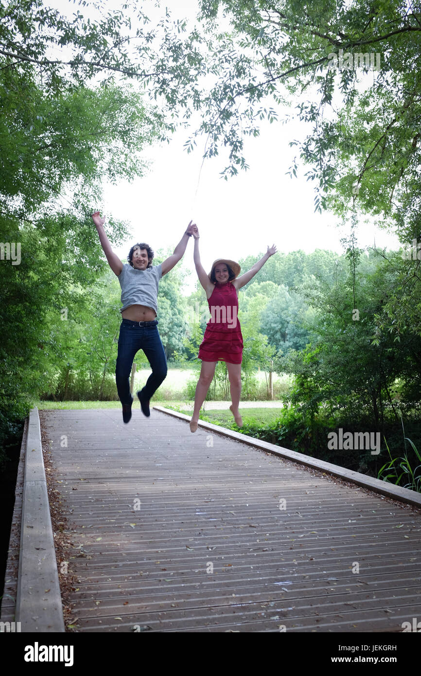 Jumping for joy, outdoors hi-res stock photography and images - Alamy