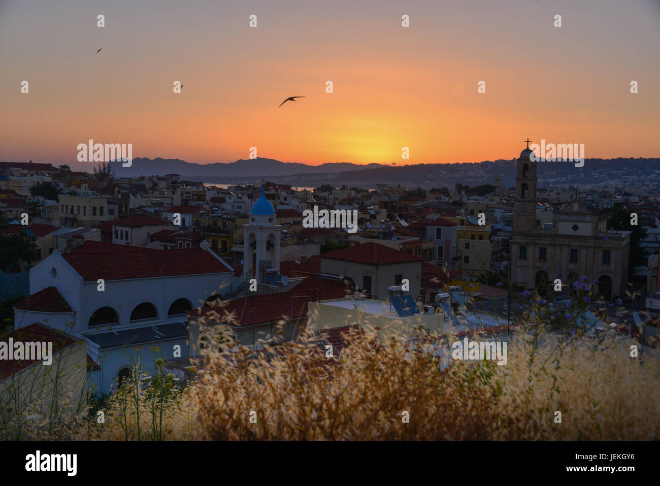 Cityscape at sunset, Chania, Crete, Greece Stock Photo - Alamy
