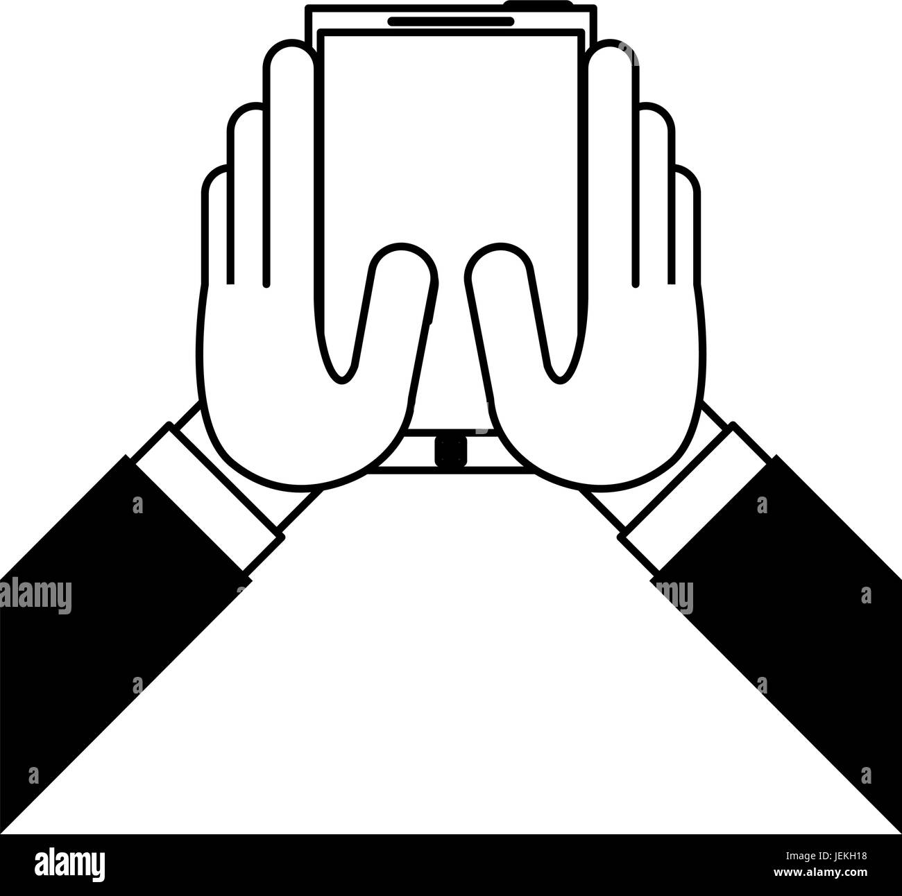 Hands holding modern smart Black and White Stock Photos & Images - Alamy