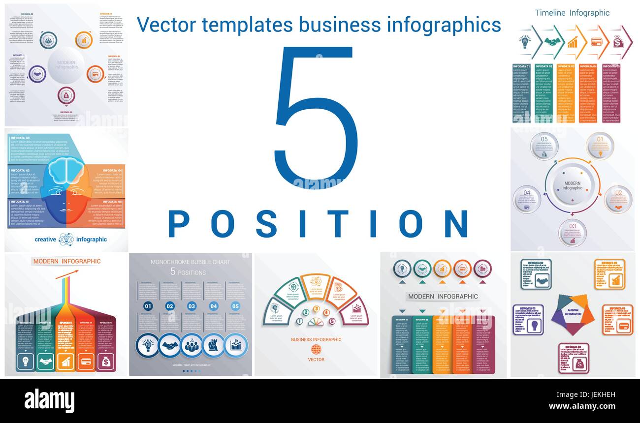 Set colorful templates for infographic 5 positions Stock Vector Image ...