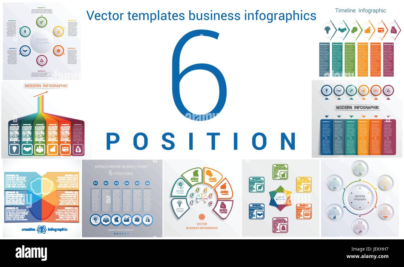 Set colorful templates for infographic 6 positions Stock Vector Image ...
