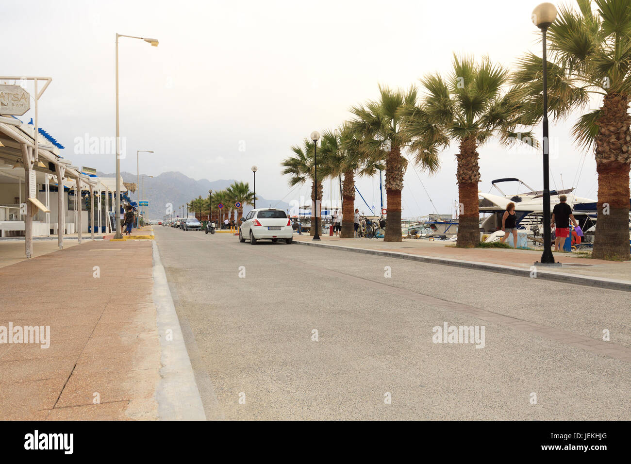 Promenade of Kardamena Village, street view in Kos Island on Greece ...